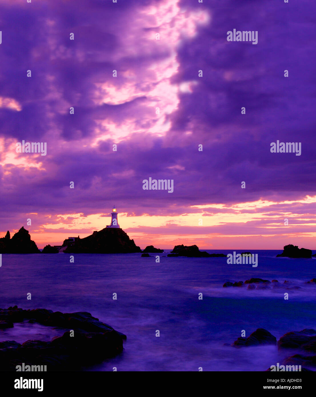 Channel Islands Jersey Corbiere Point and Lighthouse Stock Photo - Alamy