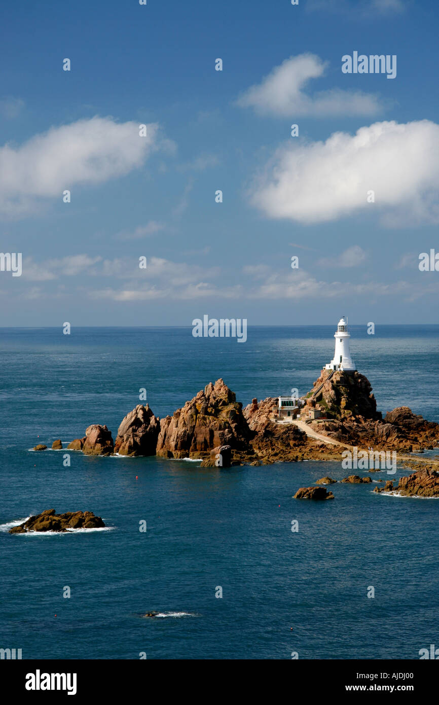UK Channel Islands Jersey La Corbiere Point and Lighthouse Stock Photo ...