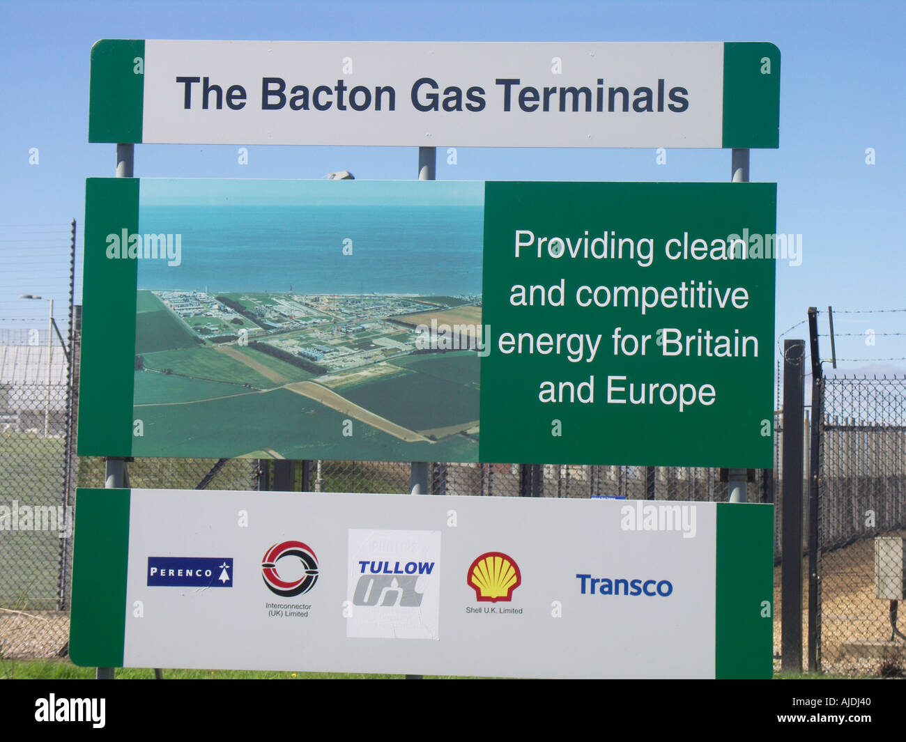 Bacton gas terminal entrance signpost Norfolk England Stock Photo - Alamy