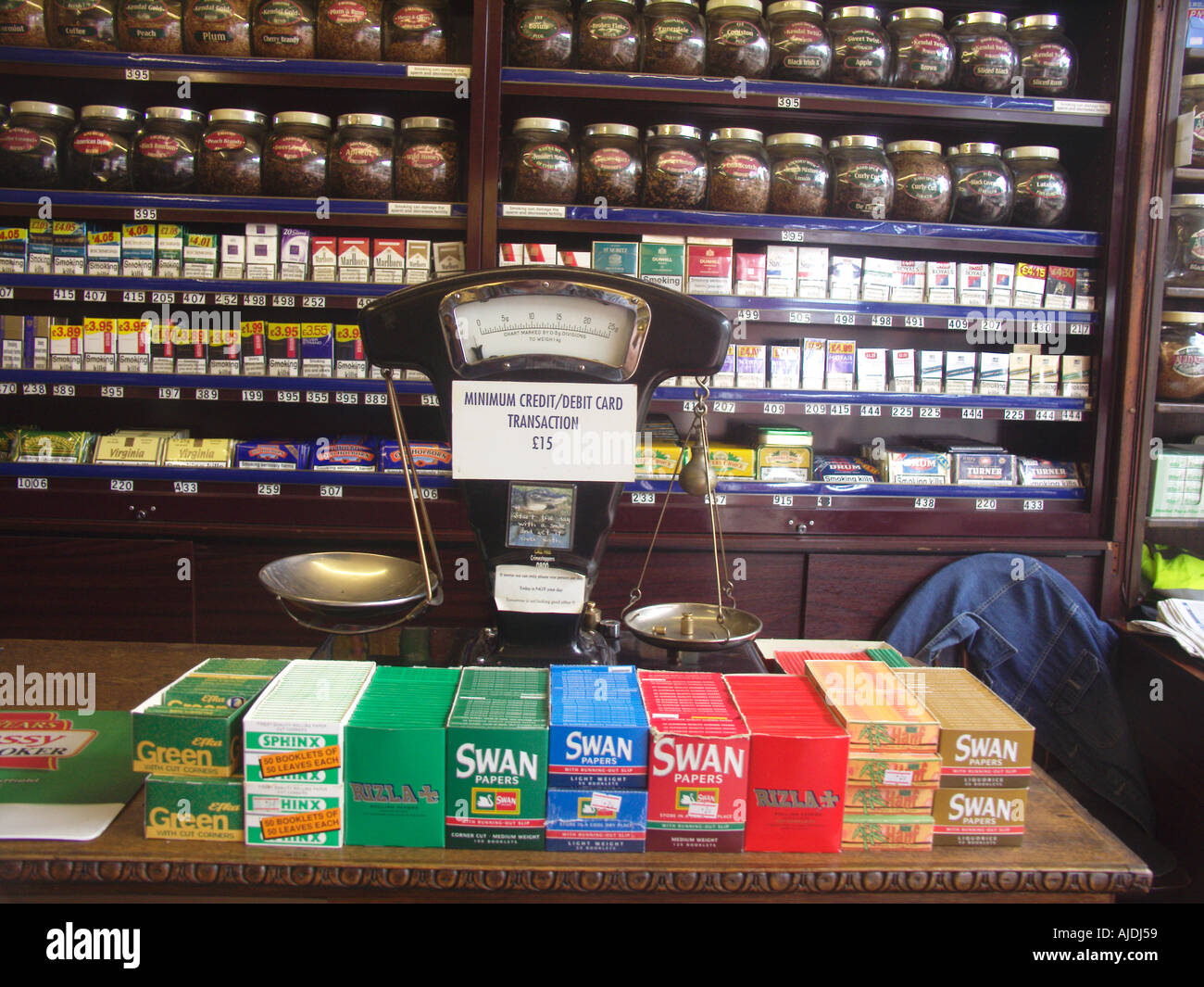Display in traditional tobacconist shop Stock Photo - Alamy
