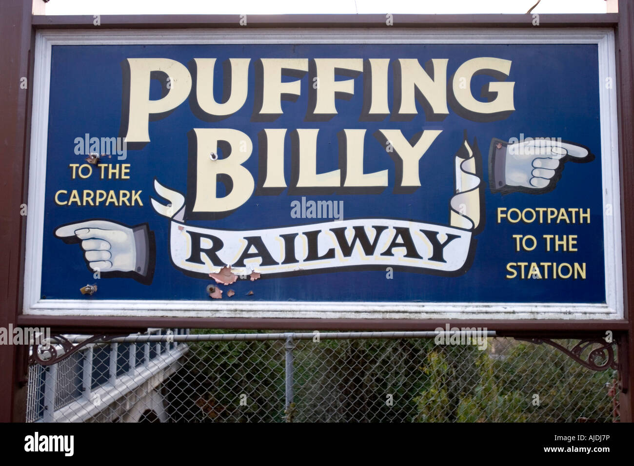 Sign Puffing Billy historic steam railway Melbourne Australia Stock ...