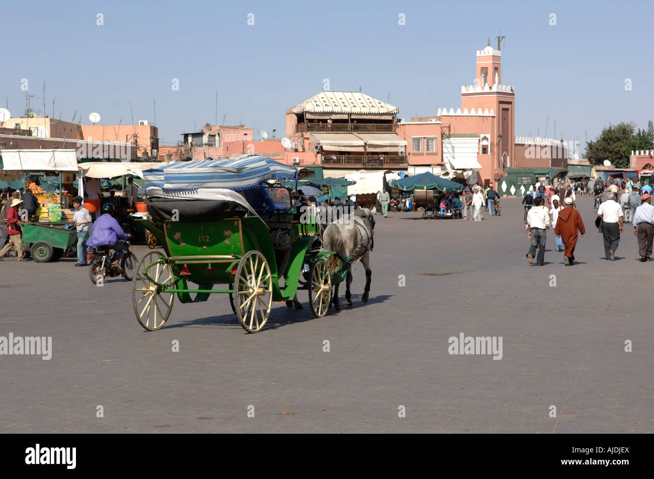 Horse drawn carriage - Djemaa el-Fna - Marrakesh Morocco Stock Photo ...
