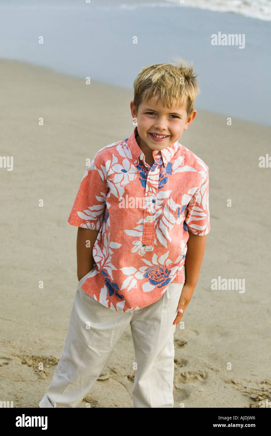 Boy on Beach Stock Photo - Alamy
