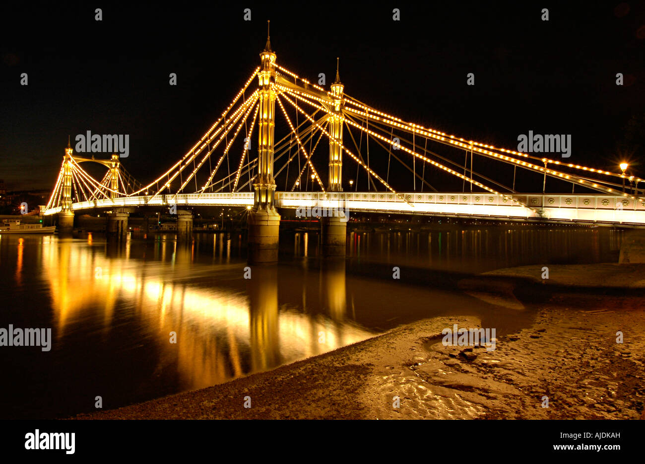 The Albert Bridge at night Stock Photo - Alamy