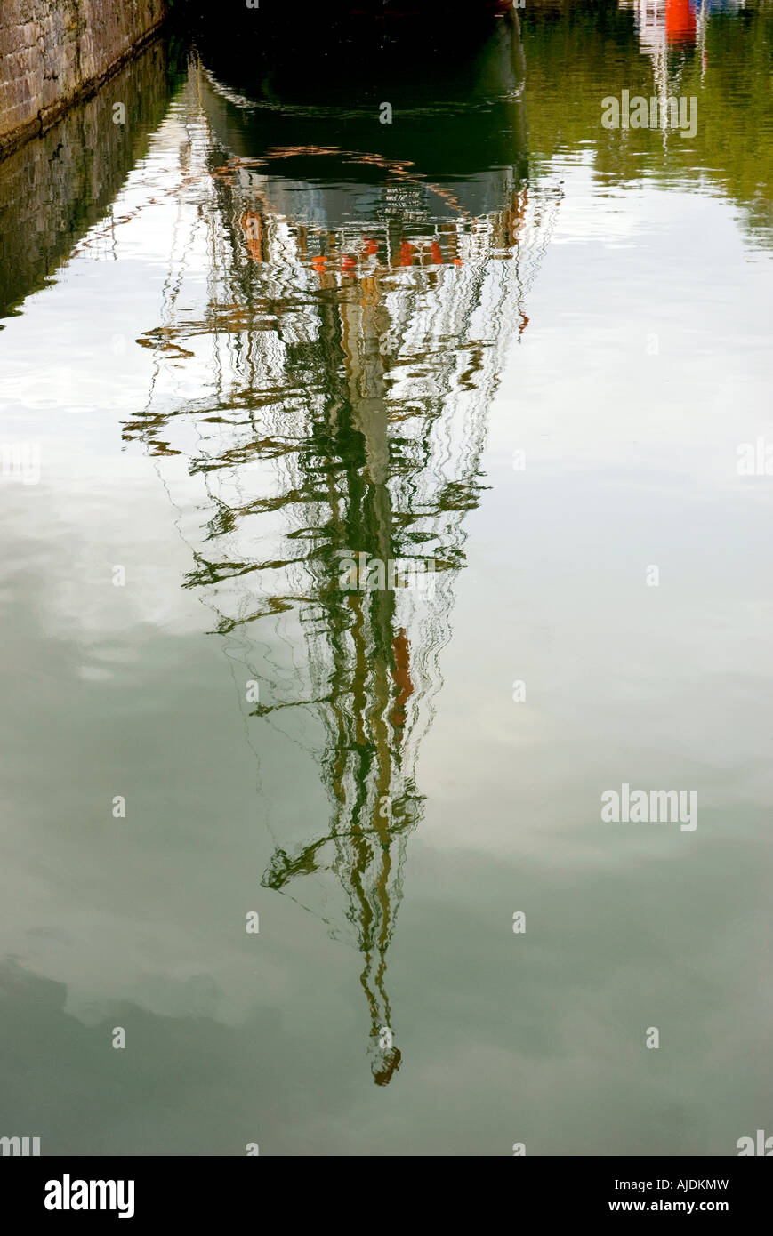 Tall ship reflection Charlestown Cornwall England Stock Photo - Alamy
