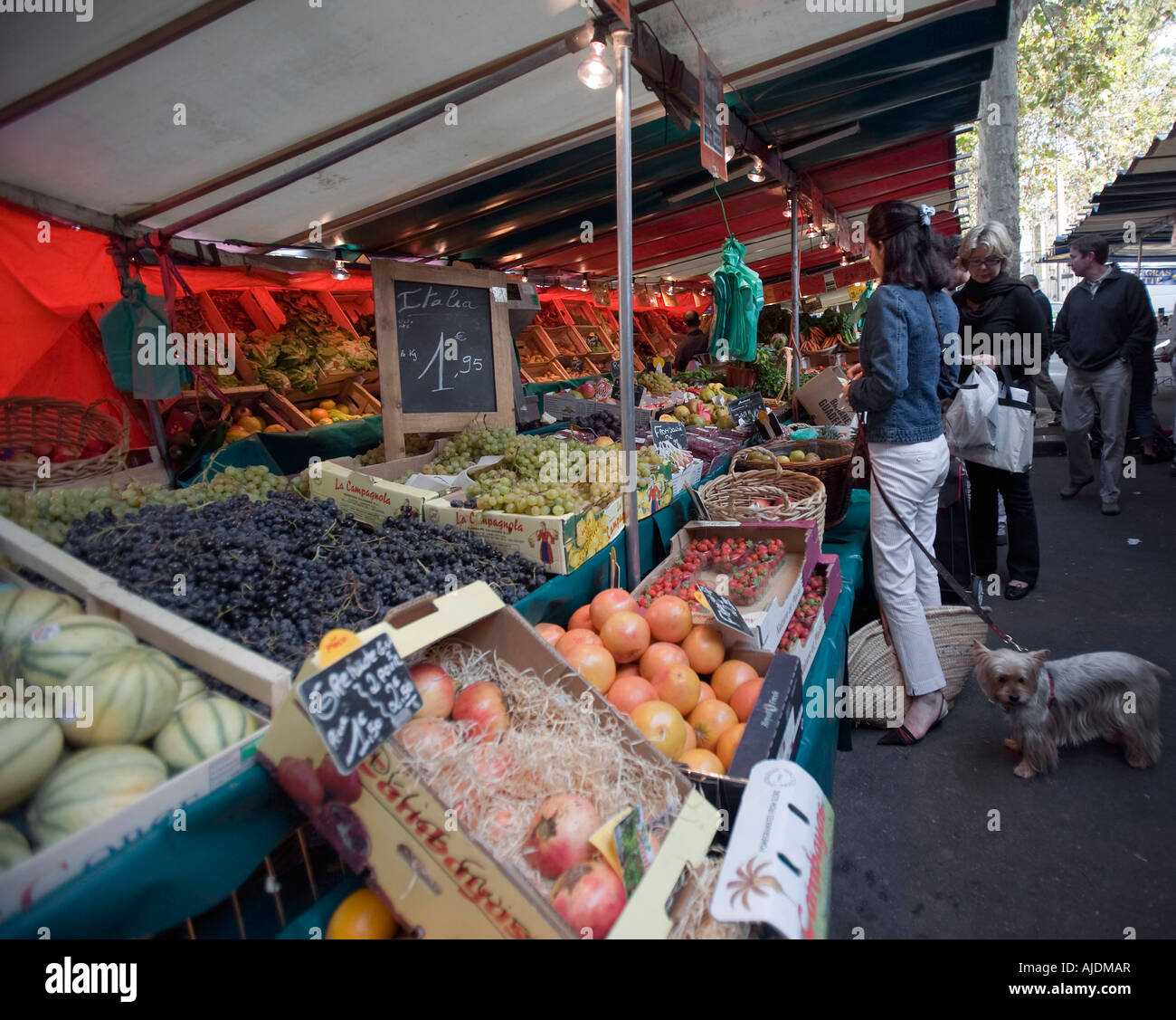 France Paris Fruits and vegetables vendors stall at Saint Germain ...