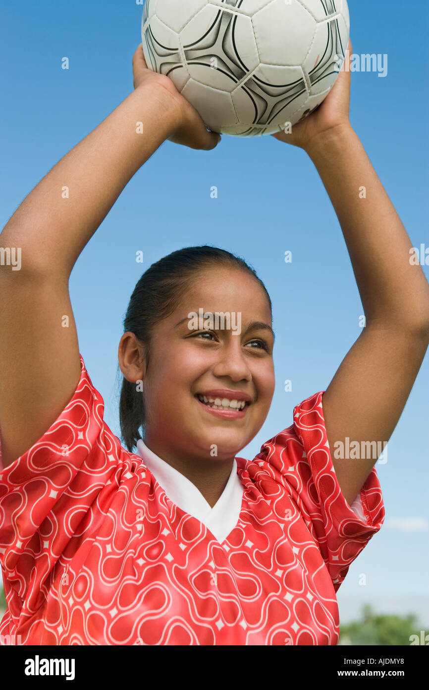 Girl Throwing Soccer Ball High Resolution Stock Photography and Images ...
