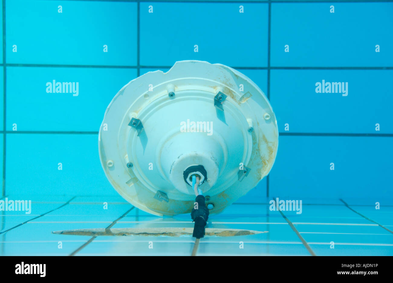 Damaged swimming pool light at hotel in Ayia Napa on the Mediterranean ...