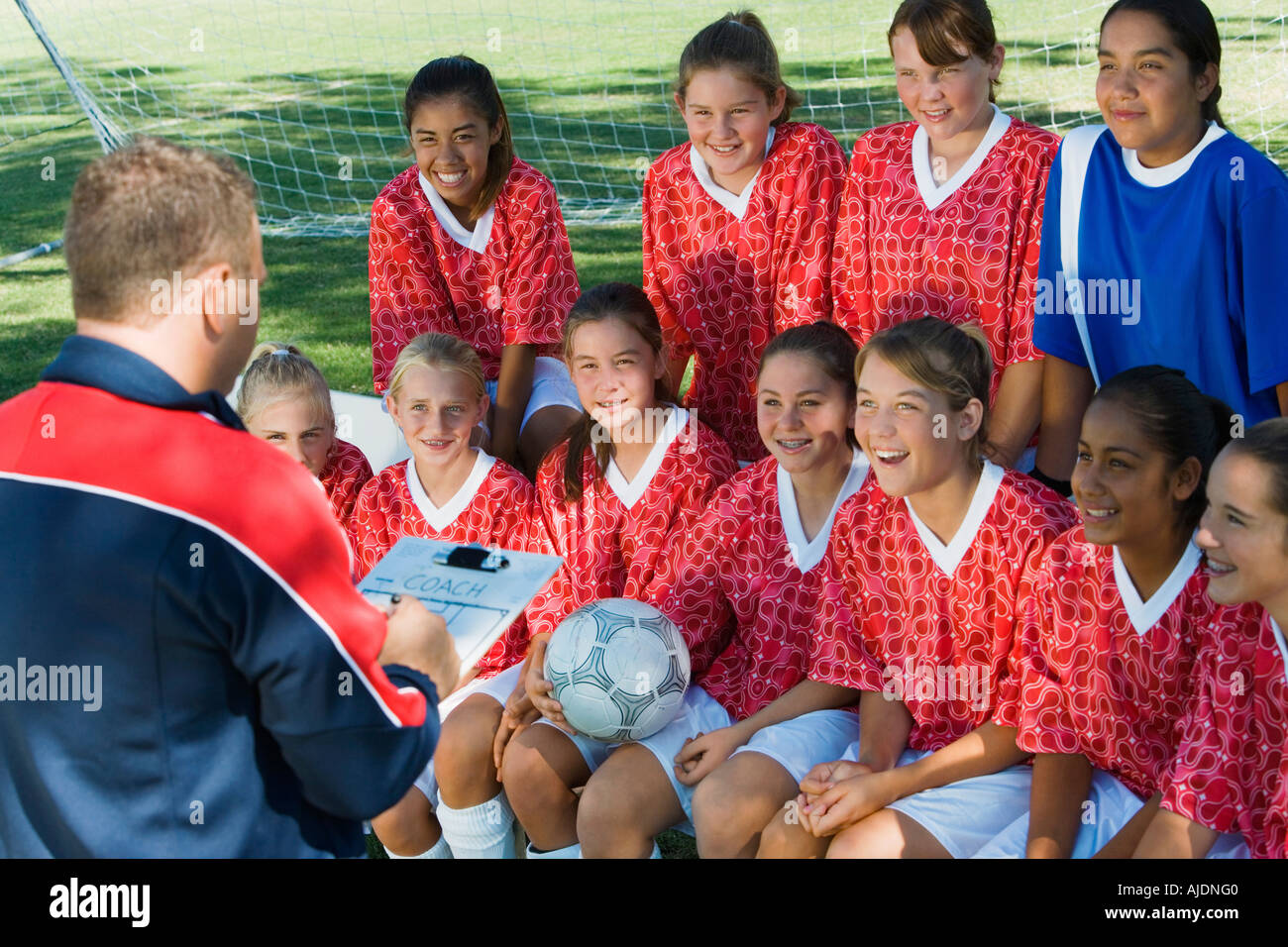 Girls soccer team coach hi-res stock photography and images - Alamy