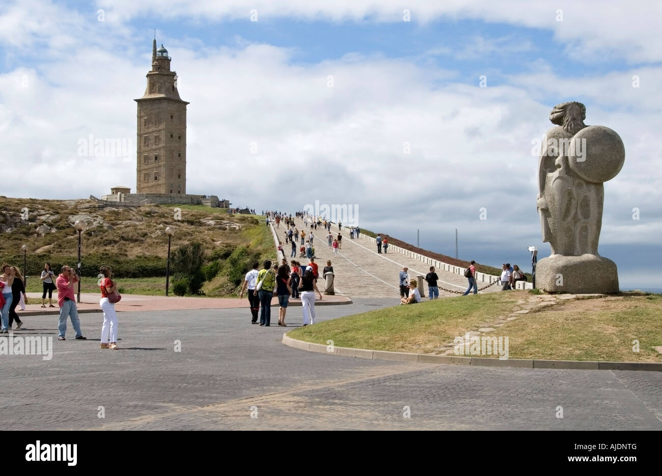 Statue of Breogán, a mythical Celtic king from Galicia, Spain near ...