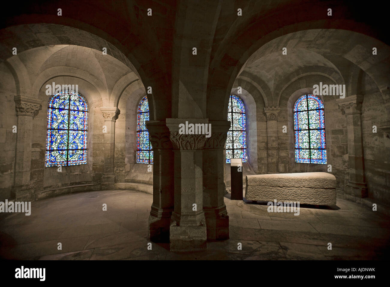 Sarcophagus of Queen Aregonde in the crypt of Basilica of Saint Denis ...