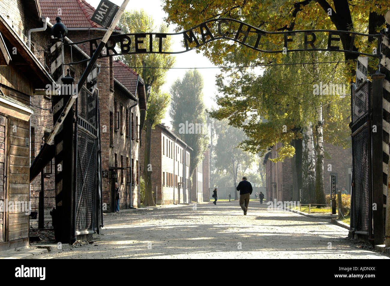 Auschwitz 1 entrance gate hi-res stock photography and images - Alamy