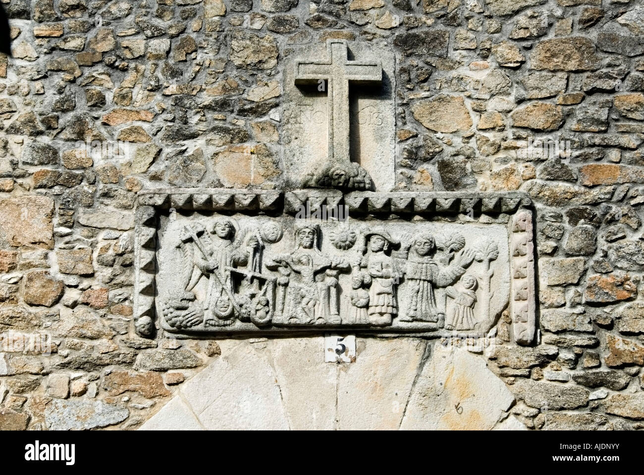 Detail from the Wall of The Convent of Santa Barbara, Coruna, Spain ...