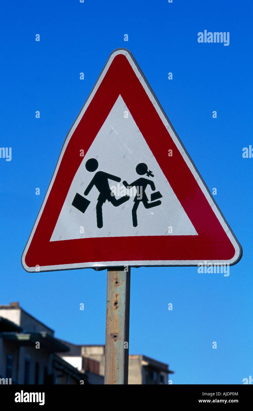 School Sign Palermo Sicily Italy Stock Photo - Alamy