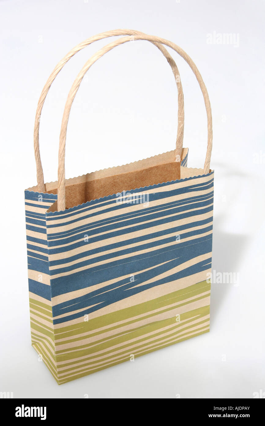 Empty blue paperbag isolated on white Stock Photo - Alamy