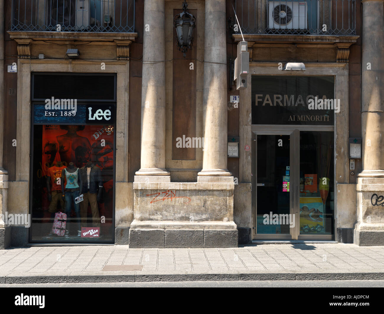 Lee Cooper Shop and Chemist with English and Italian Writing Via Etnea ...