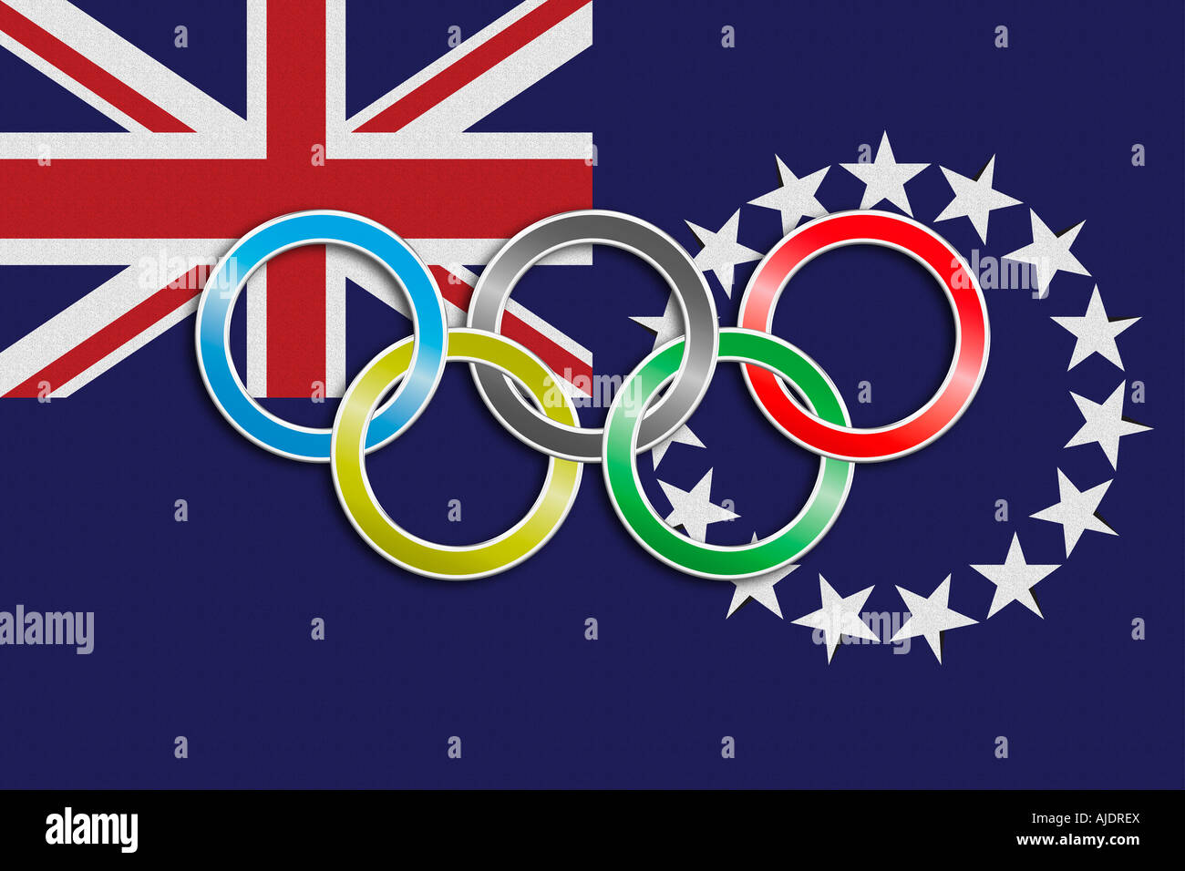 Flag of Cook Islands with olympic symbol Stock Photo - Alamy