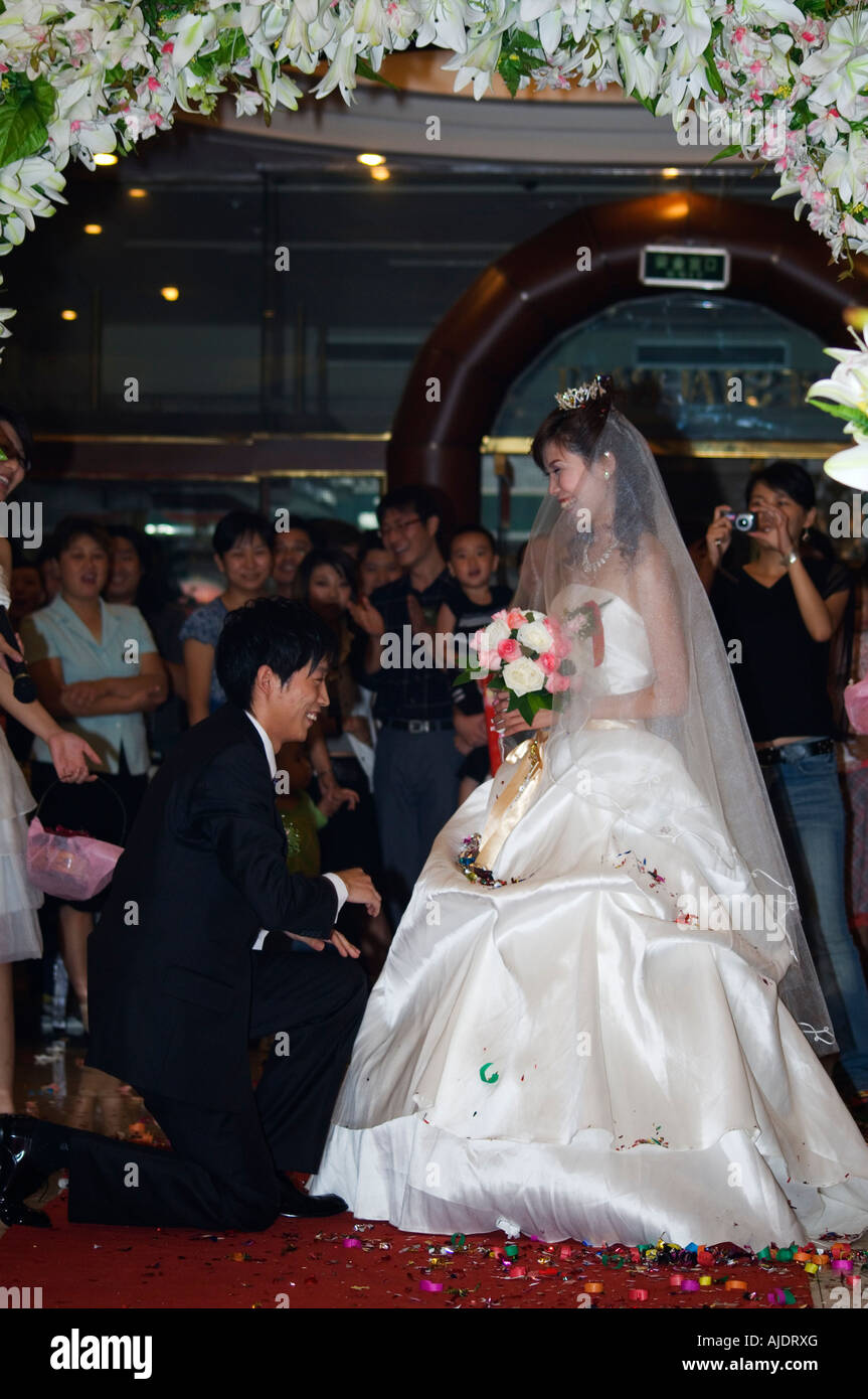 Chinese couple getting married in western wedding dress Beijing China ...