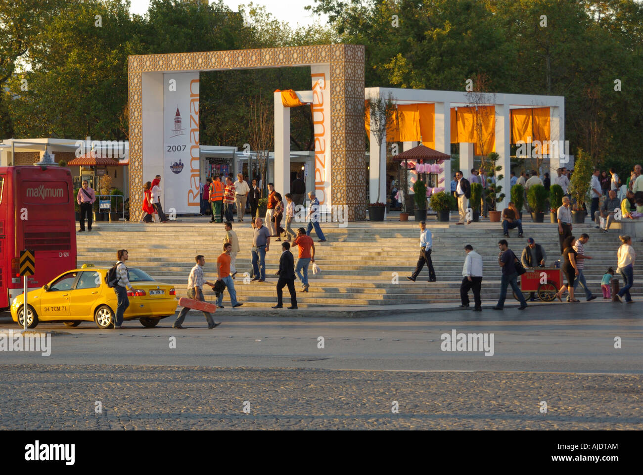 Istanbul Taksim Square bus station area late afternoon early evening Stock Photo - Alamy