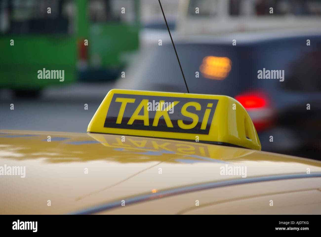 Istanbul Taksim Square close up of roof mounted Taxi cab sign Stock ...