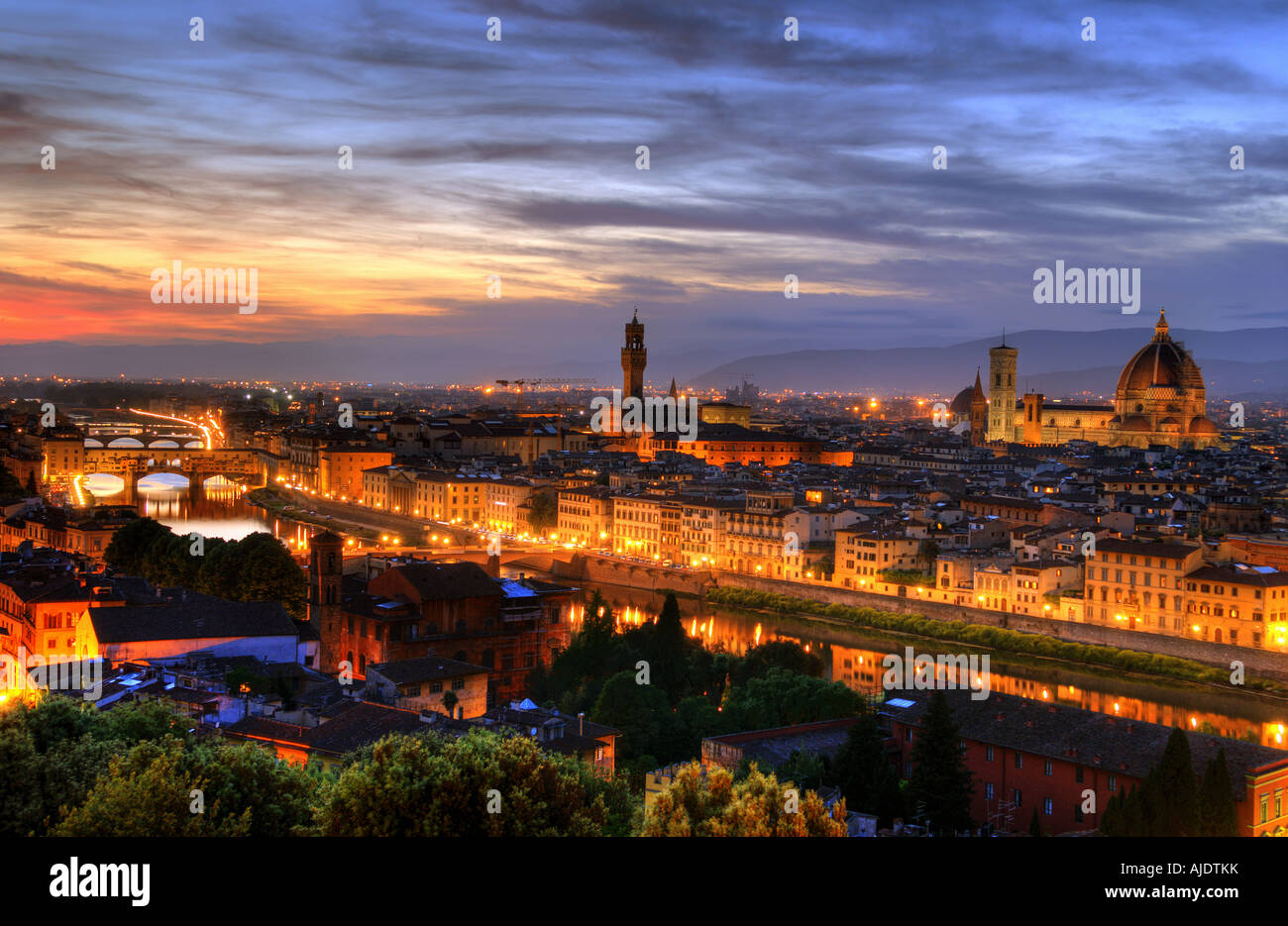 Florence, Italy at sunset Stock Photo - Alamy
