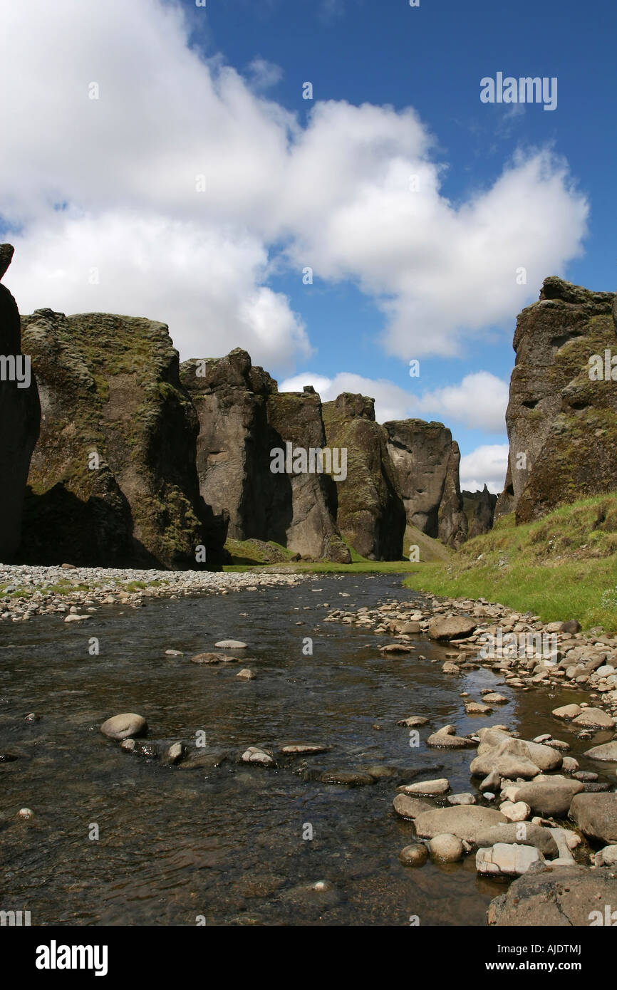 magnificent scenic from inside a river canyon in southern Iceland ...