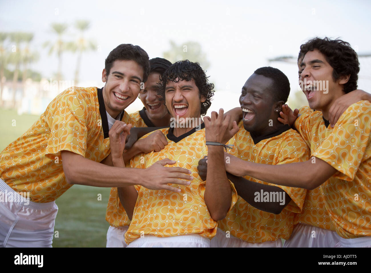 Cheering soccer team, portrait Stock Photo - Alamy