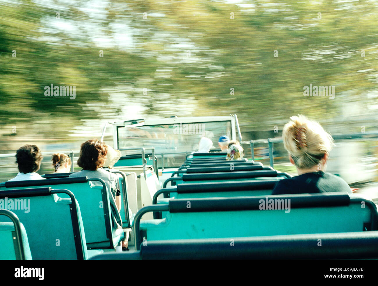 People on open top bus Stock Photo - Alamy