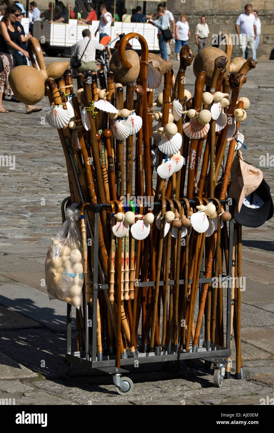 Souvenir Walking Sticks and Shells in Plaza de Obradoiro, Santiago de ...
