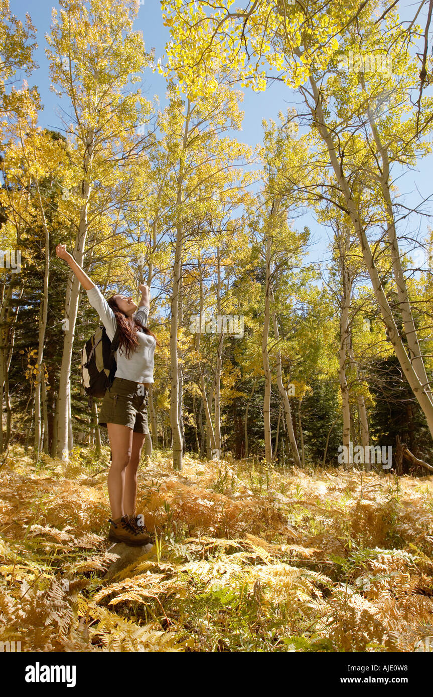 Young hiker arms raised hi-res stock photography and images - Alamy