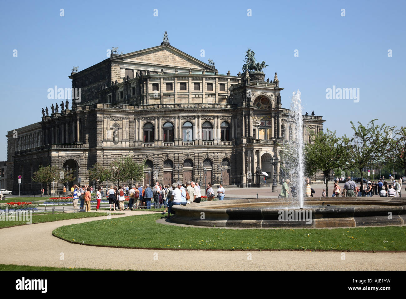 Sachsen Saxony Dresden Semper Oper Opera Theaterplatz Theater Platz ...