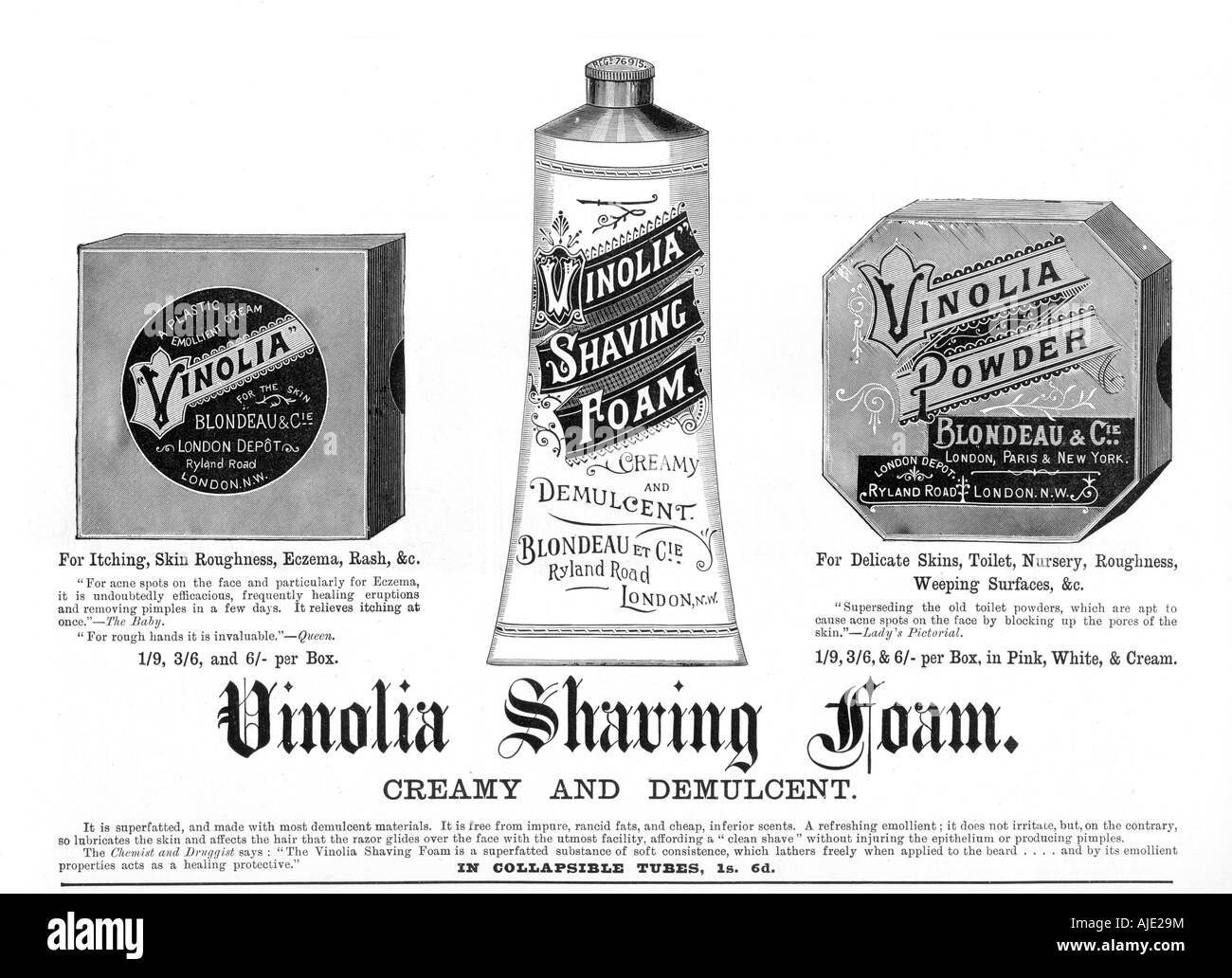 Victorian advertisement for Vinolia shaving foam powder and cream from ...