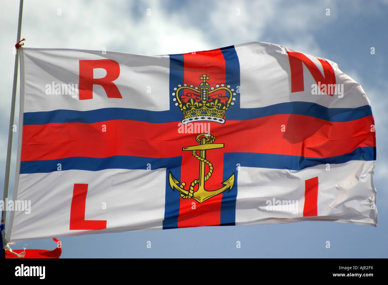 RNLI flag flying at Hoylake Stock Photo - Alamy