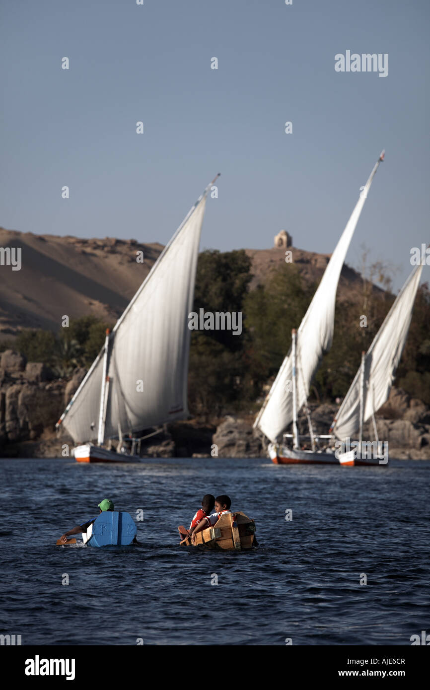 Kids enjoying the river Nile at Aswan Stock Photo - Alamy