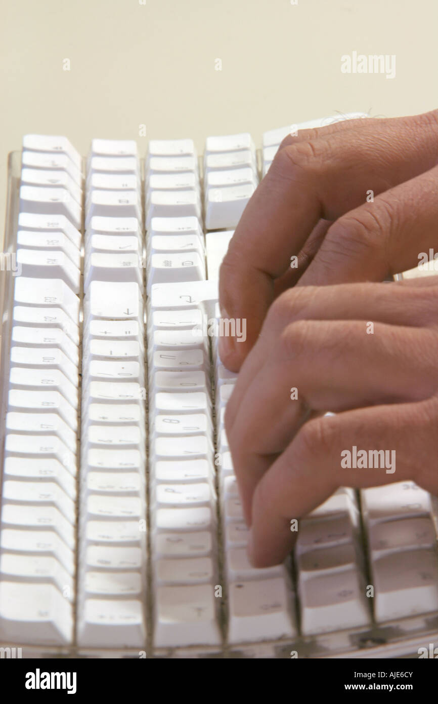 computer keyboard and hand technology business concepts Stock Photo - Alamy