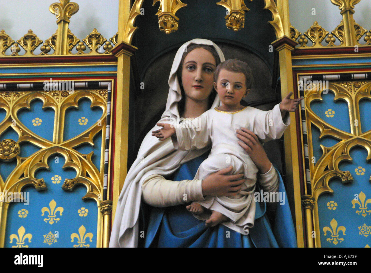 Statue of Mary with Jesus in a Church of England COE London church ...