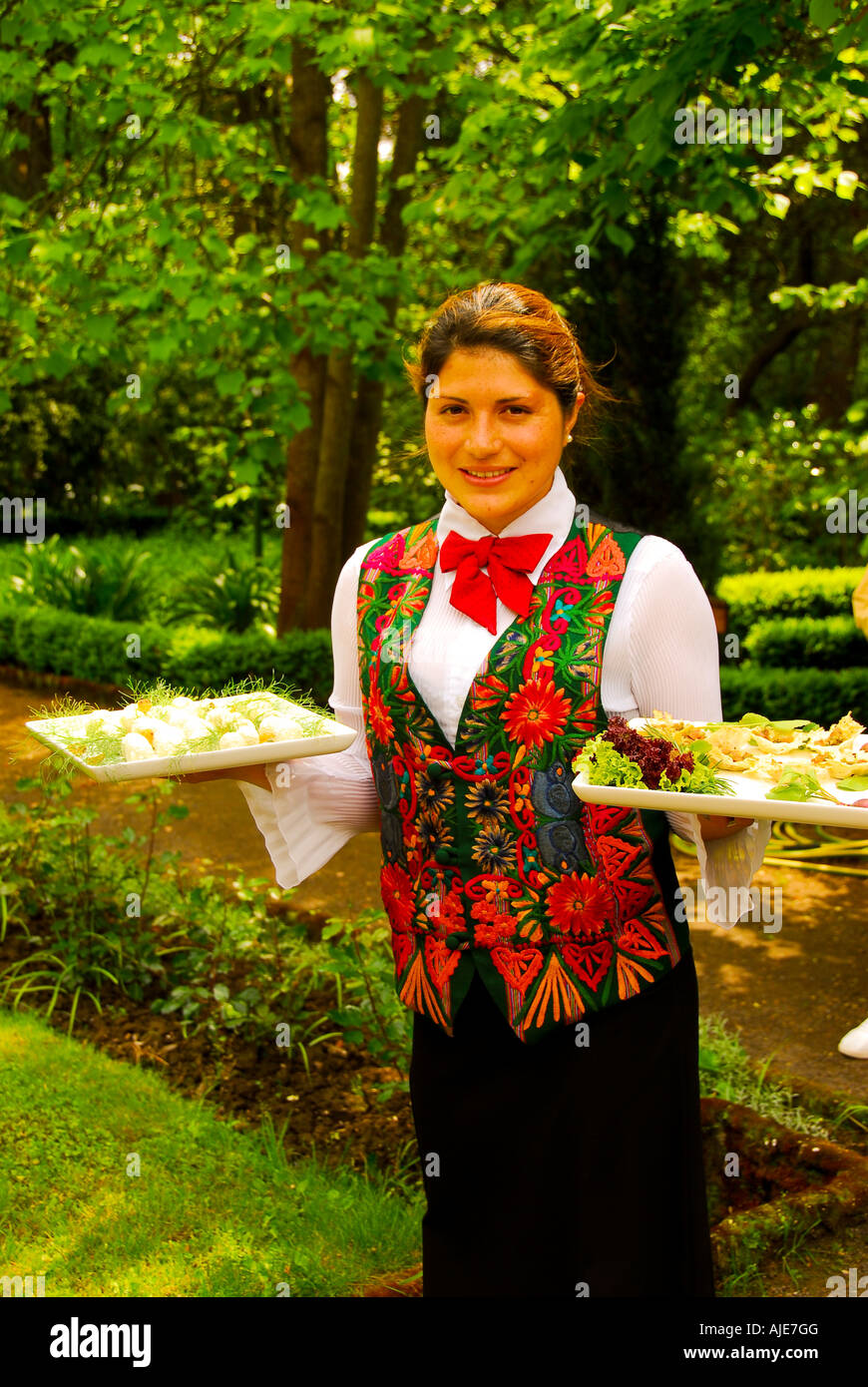 Waitress Traditional Costume Food Trays High Resolution Stock ...