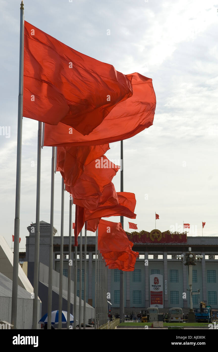 Forbidden City, Tiananmen Square,Red Flags Stock Photo - Alamy