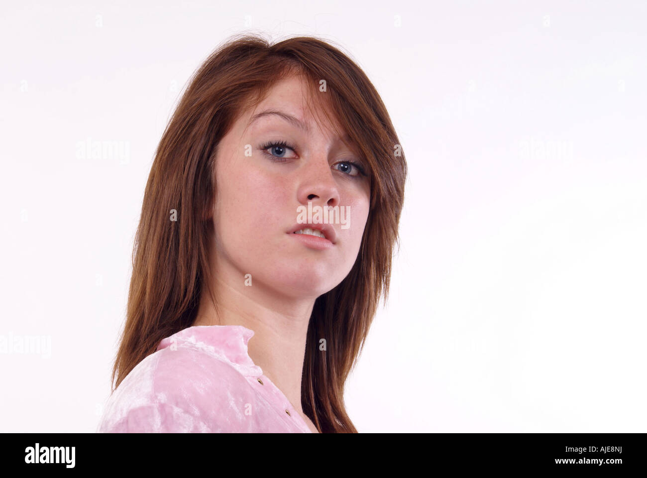 Distrustful Young Woman Stock Photo - Alamy