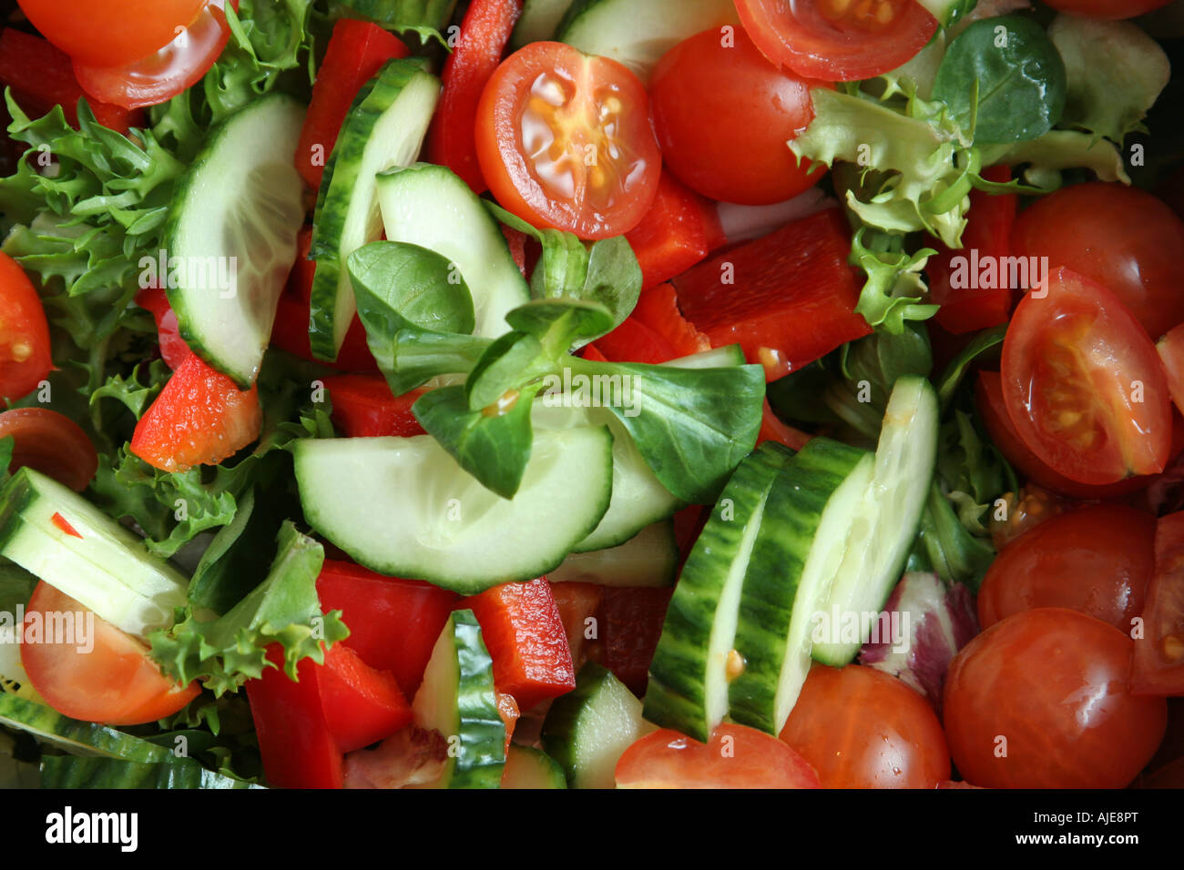 closeshot of organic salad cut and ready Stock Photo - Alamy