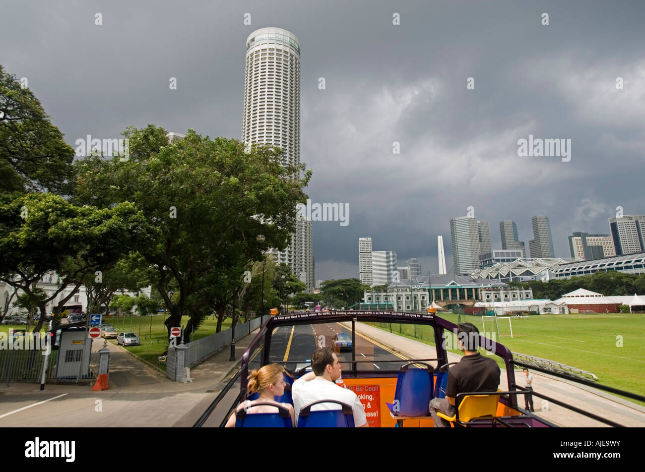 Open top double decker bus Hippo tour sightseeing Singapore Stock Photo ...