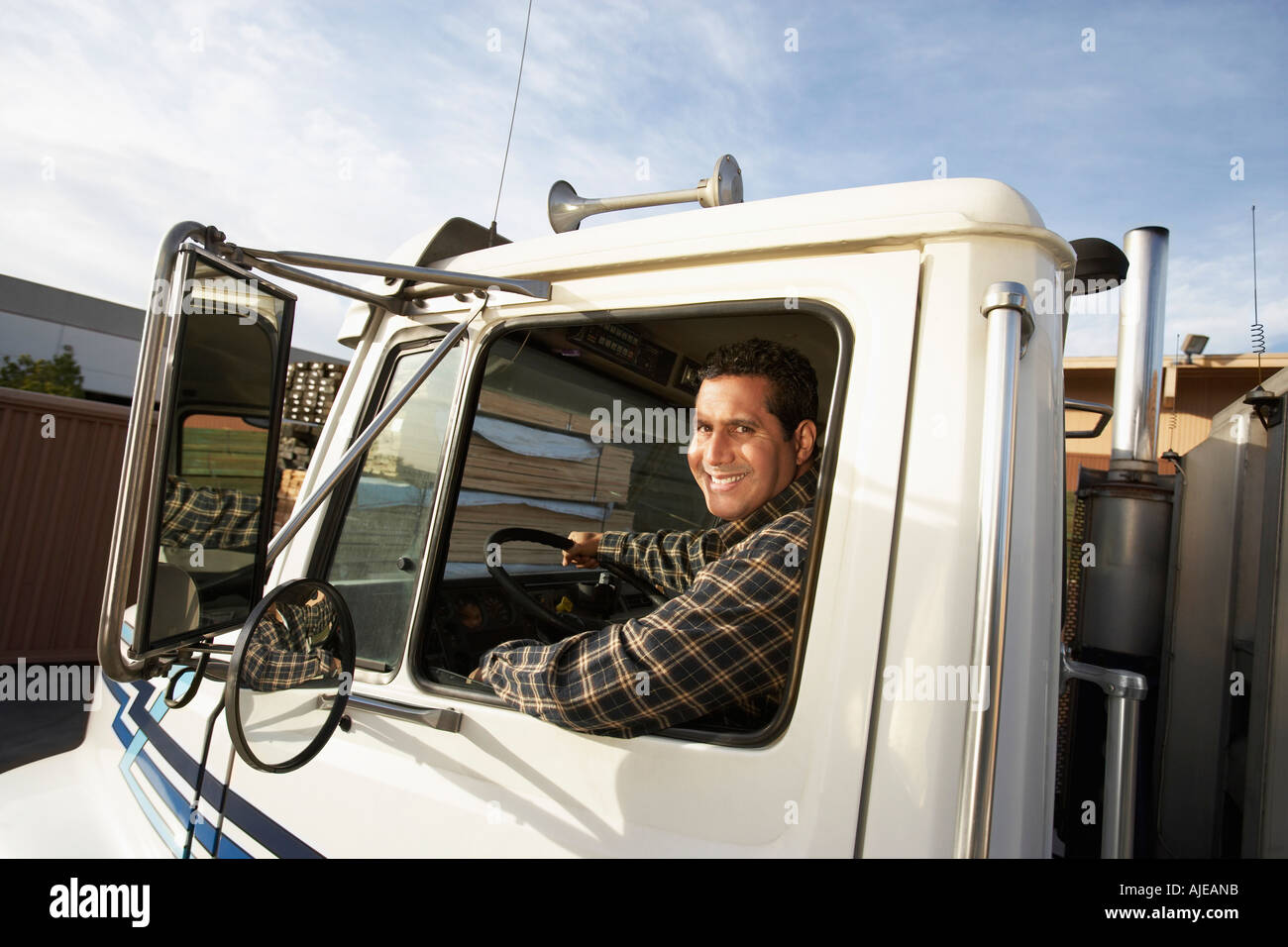 Man driving truck, close up Stock Photo - Alamy