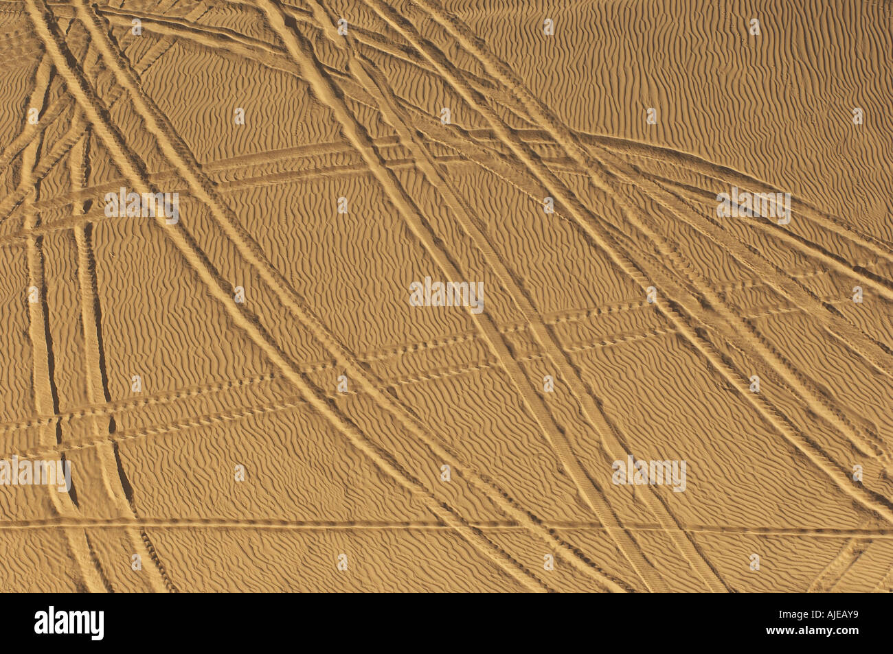 Tire tracks in sand, elevated view Stock Photo - Alamy