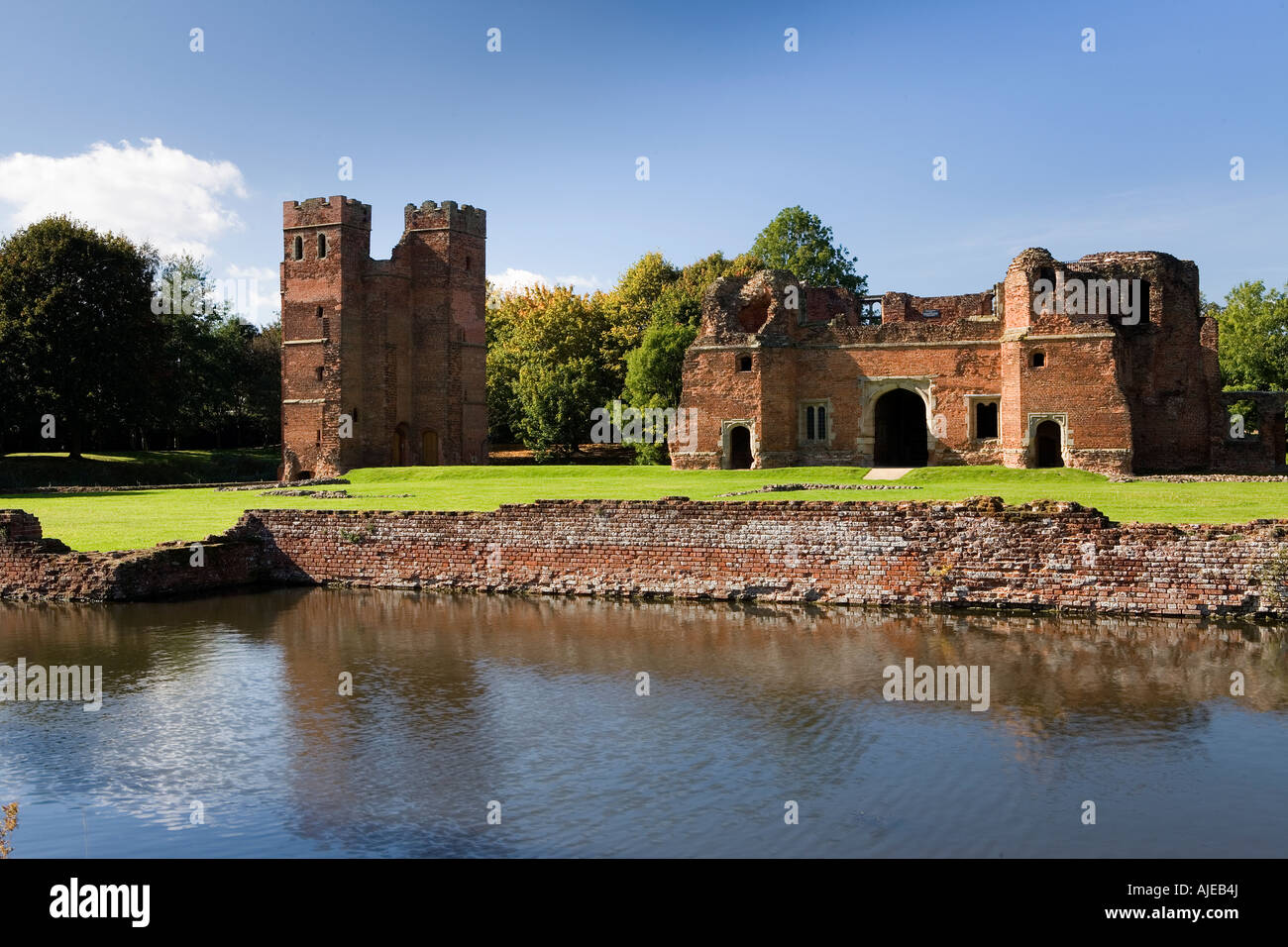 View across the moat of this c 1480 fortified remains Kirby Muxloe ...