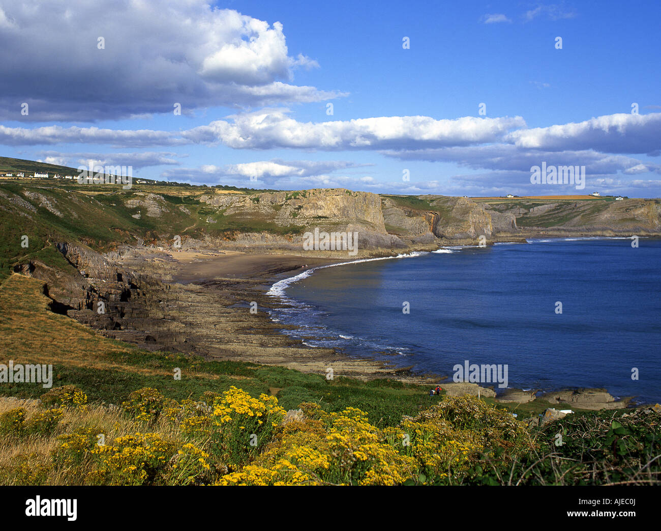Fall Bay Mewslade Bay in distance Gower Peninsula South Wales UK Stock ...