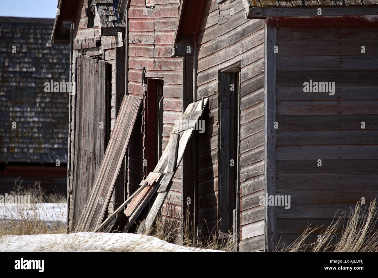 Old wooden granaries in spring Stock Photo - Alamy