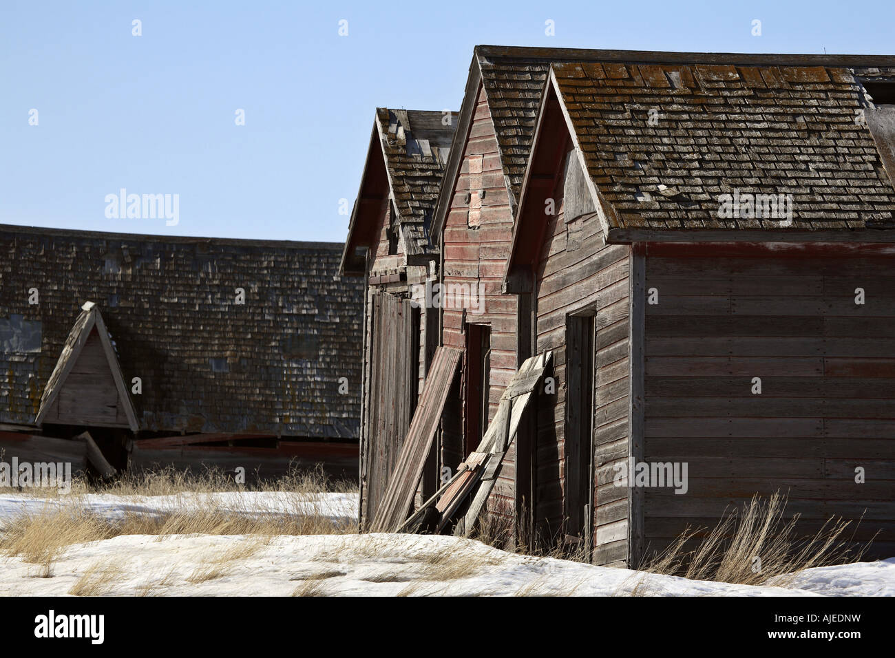 Old wooden buildings of abandoned homestead Stock Photo - Alamy