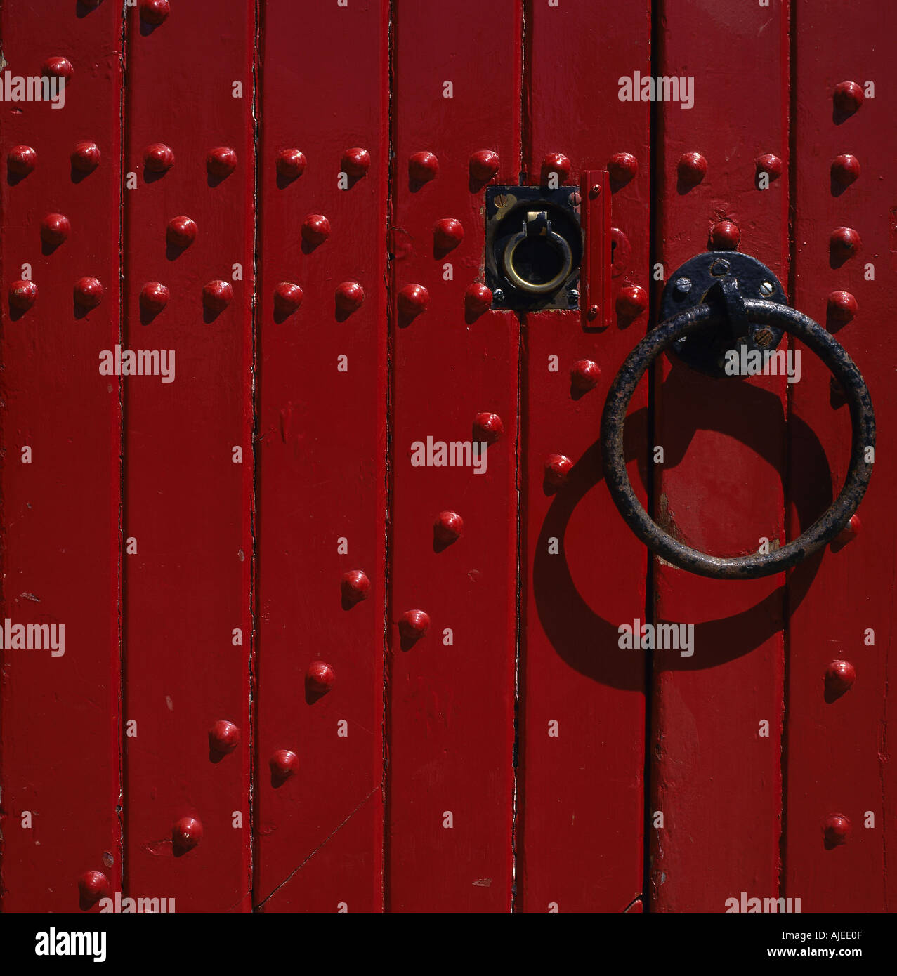 Close view of the vivid red stable door of the Stable Block at ...