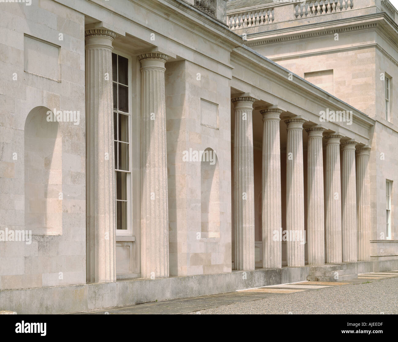 Detail of the pillars on one of the colonnaded wings at Castle Coole ...