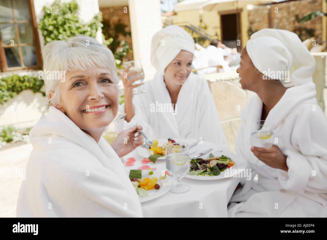 Women having lunch at spa Stock Photo - Alamy